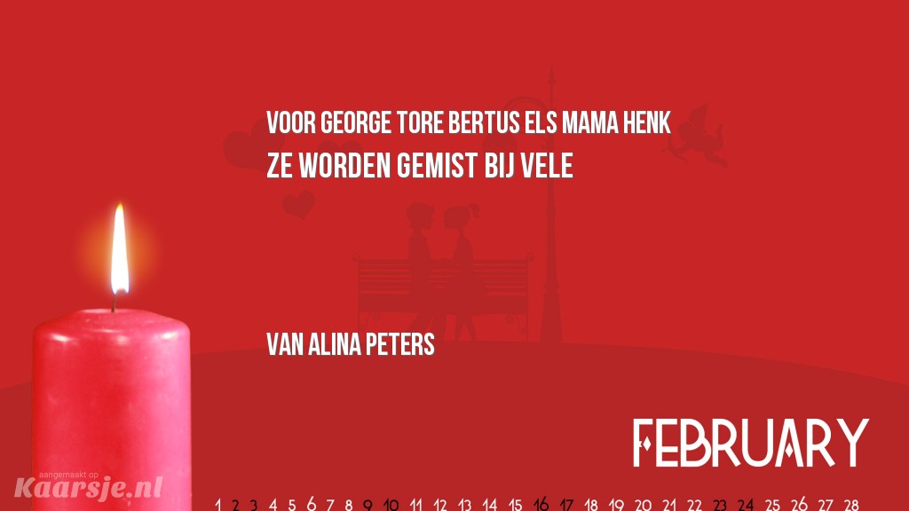 Een kaarsje voor George Tore Bertus Els Mama Henk